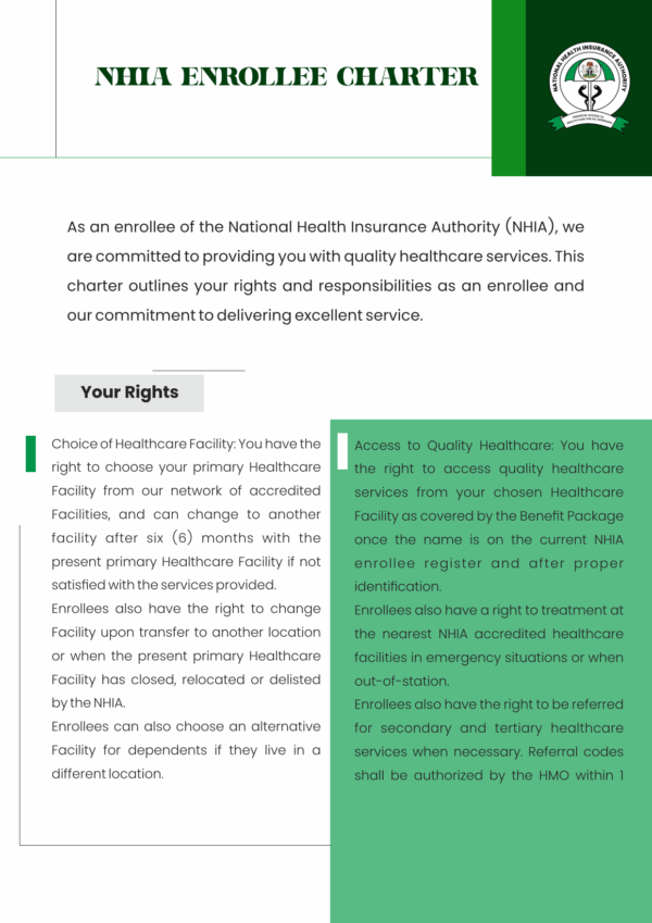 Enrollee Charter – NATIONAL HEALTH INSURANCE AUTHORITY
